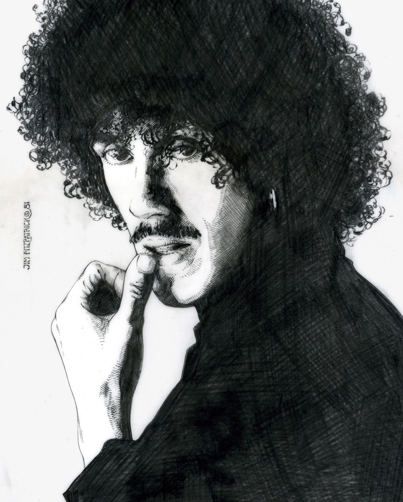 PHILIP LYNOTT. PENCIL DRAWING. 1981. | Jim FitzPatrick